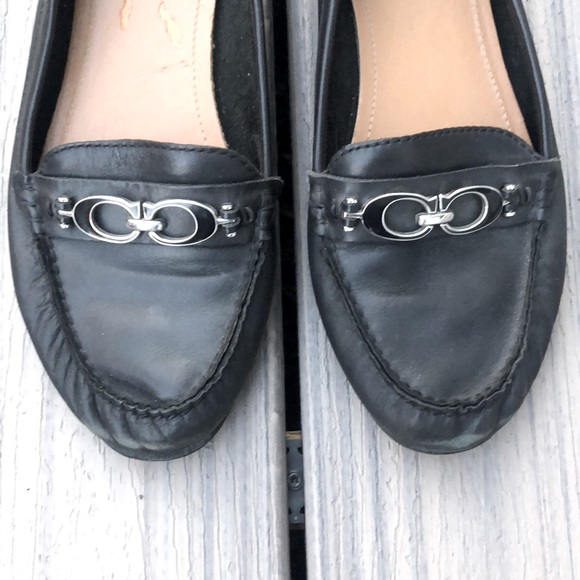 Coach | Shoes | Coach Fortunata Driving Loafers Black Leather Silver ...